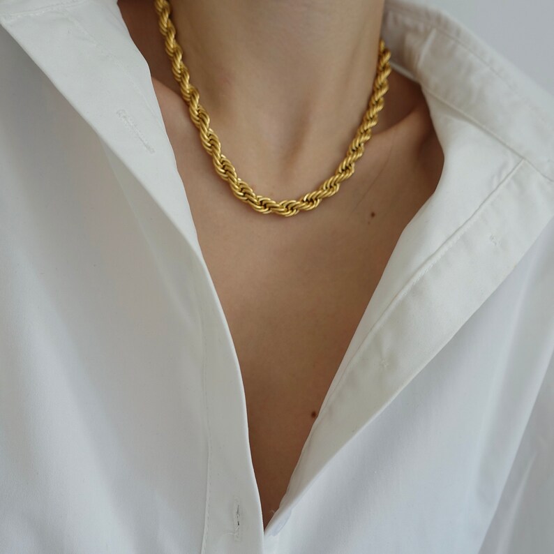 Chunky Rope Necklace 8mm Wide Chain Necklace 18K Chunky | Etsy