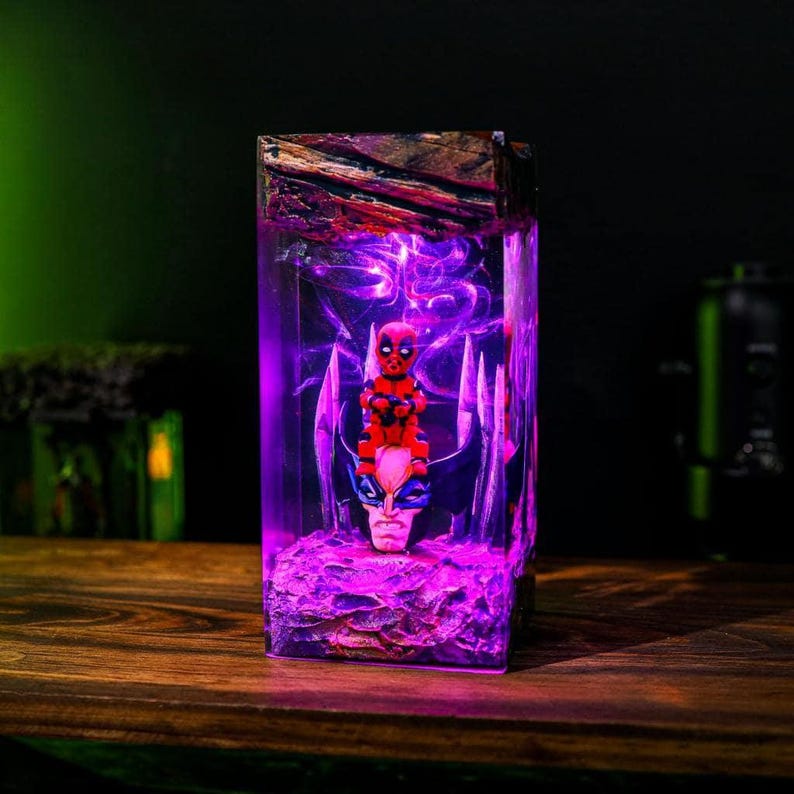 Deadpool Epoxy Lamp, Handmade LED Table Lamp, Living Room Accent Light ...