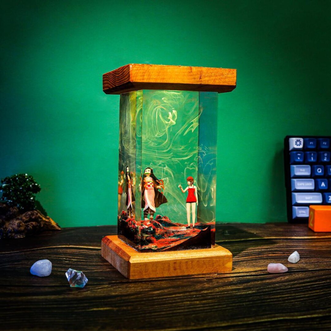 Demon Slayer Nezuko and Lain Iwakura Resin Night Light Night Light, LED ...