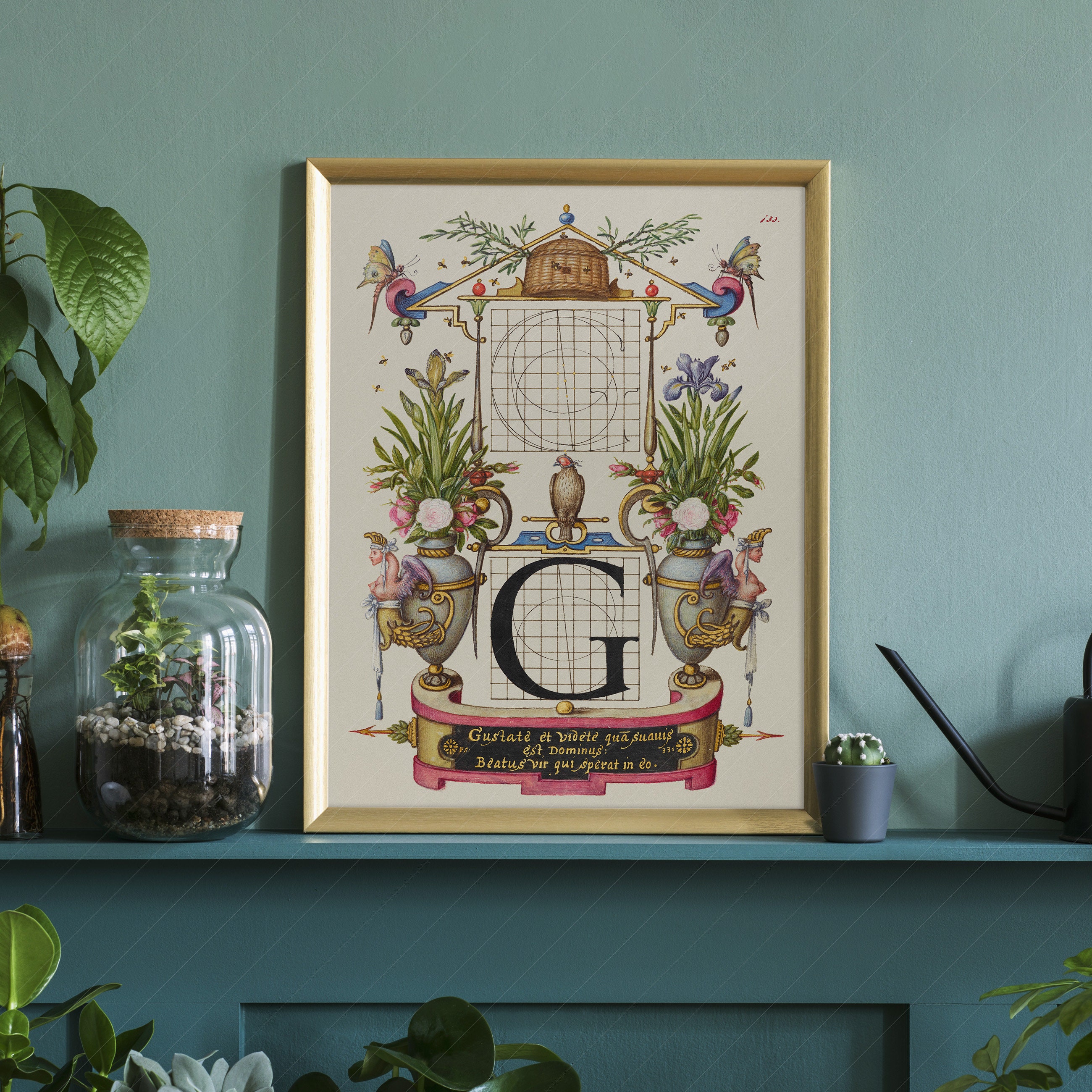 Letter G Vintage Typography Print, Initial G Nursery Decor - Etsy