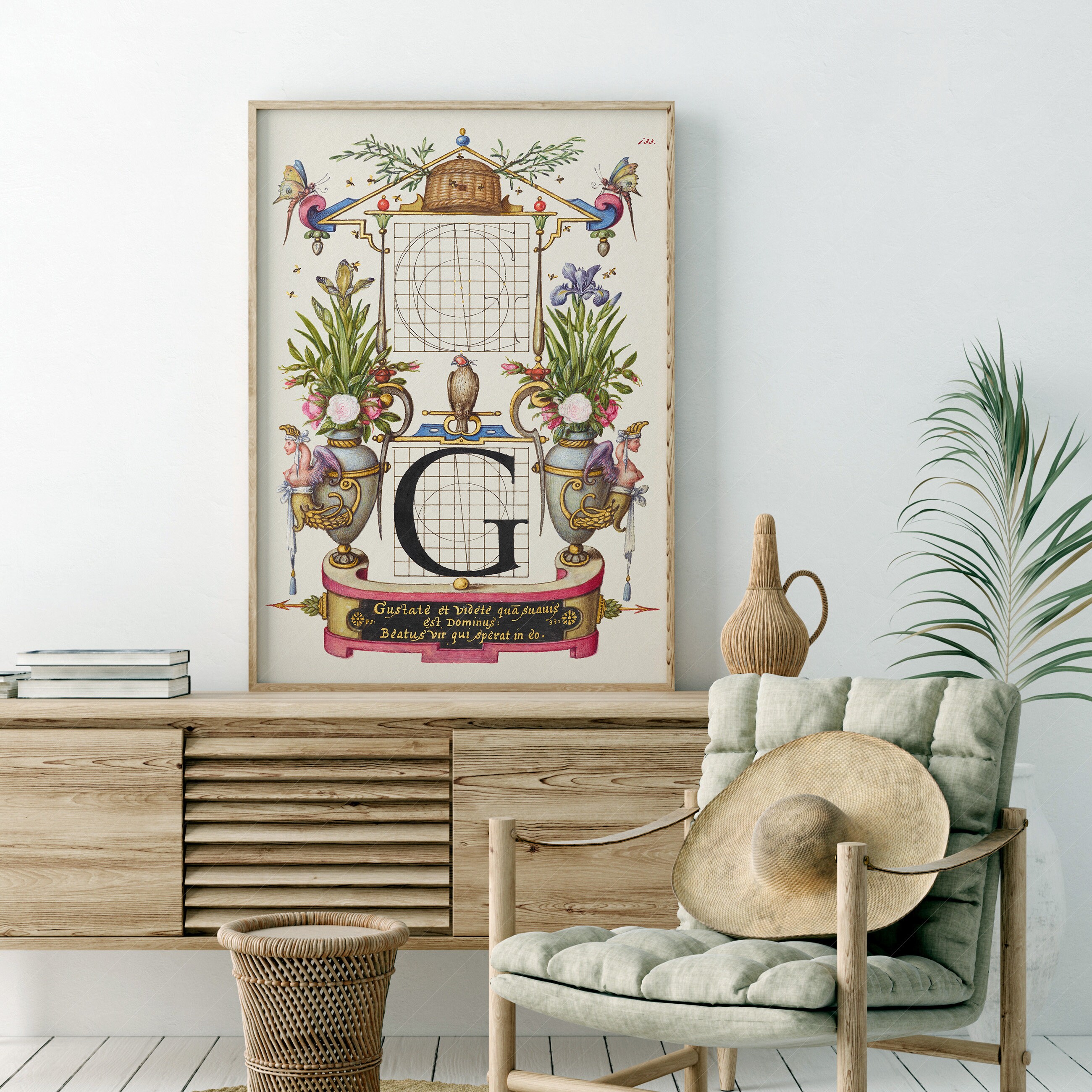 Letter G Vintage Typography Print, Initial G Nursery Decor - Etsy
