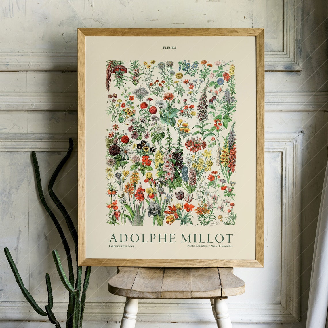 Flower Print Adolphe Millot Poster Vintage Flower Poster - Etsy