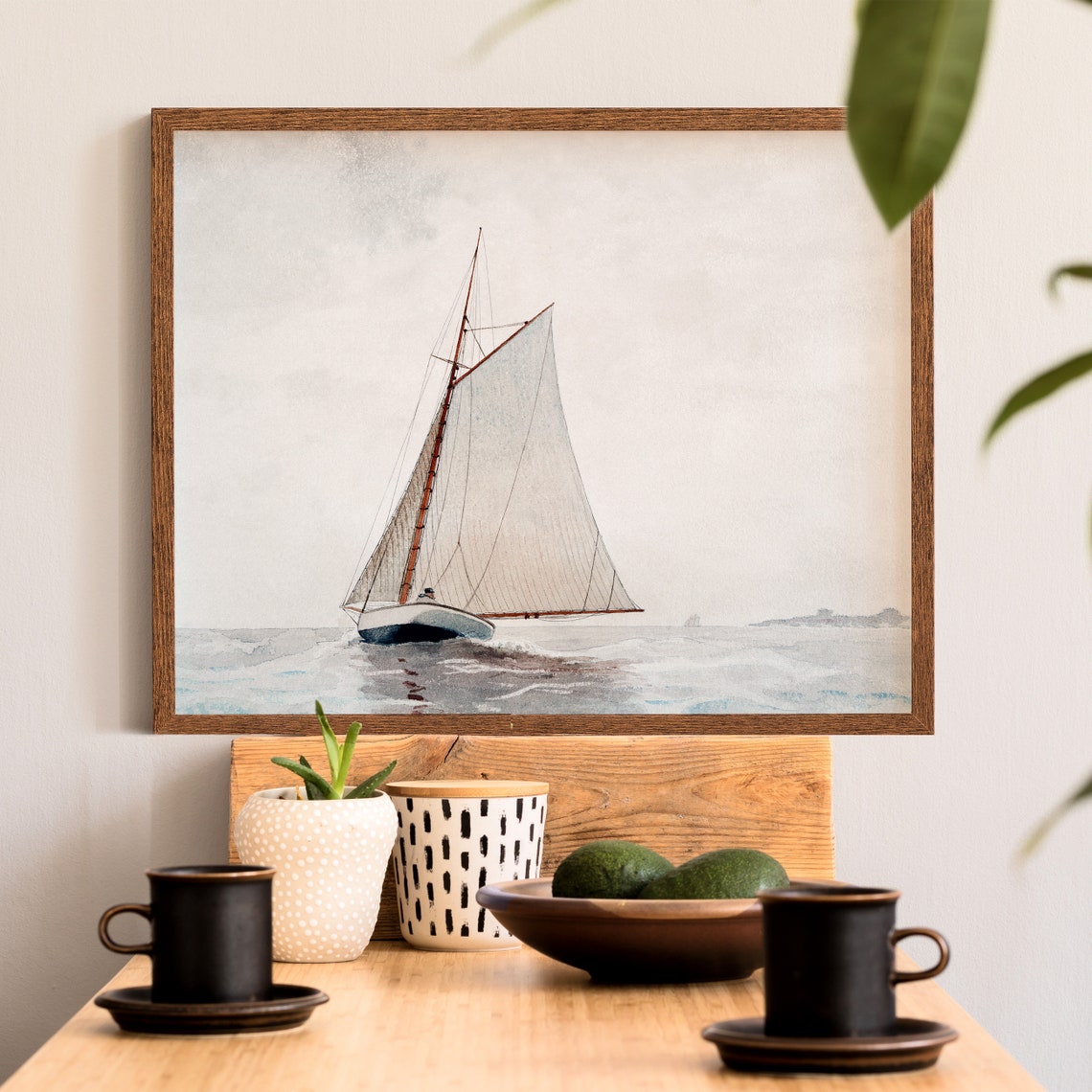 Nautical Wall Decor Vintage Sailing Art Yacht Print Ocean - Etsy