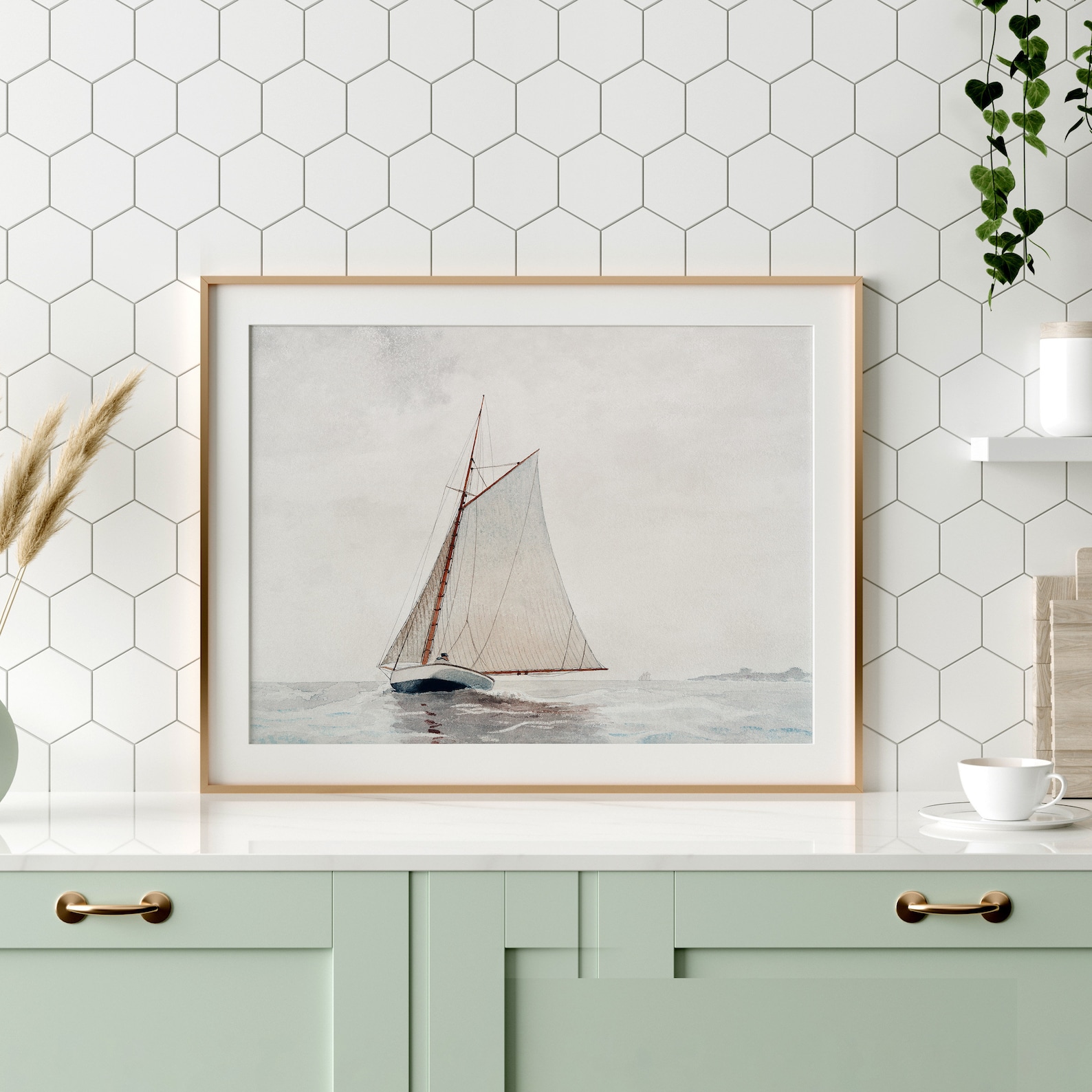 Nautical Wall Decor Vintage Sailing Art Yacht Print Ocean - Etsy