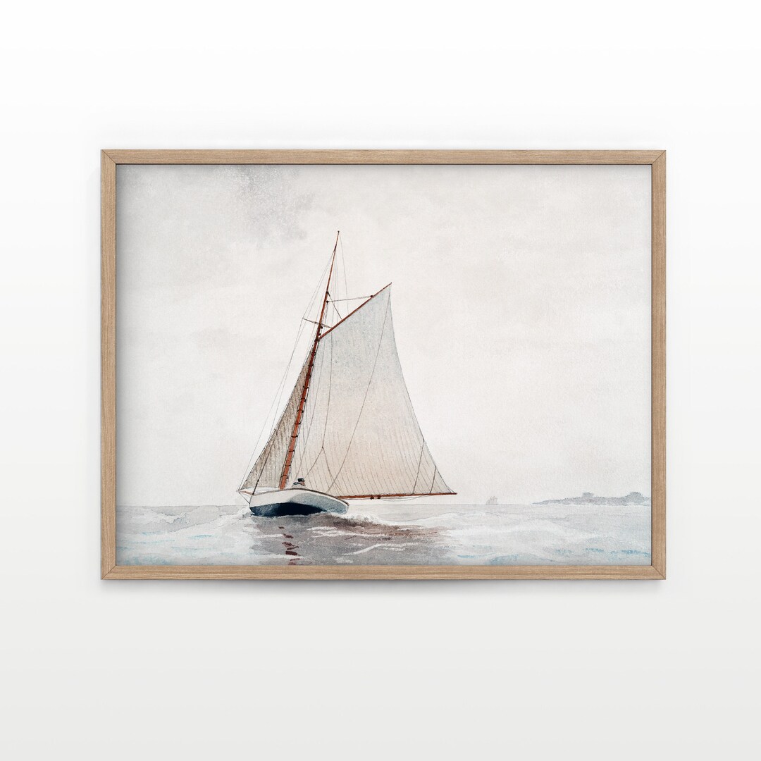 Nautical Wall Decor, Vintage Sailing Art, Yacht Print, Ocean ...