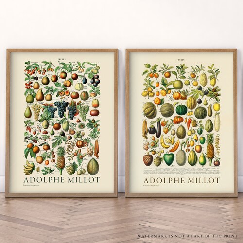 Set of 2 Kitchen Print Vegetables Poster Fruits Print - Etsy