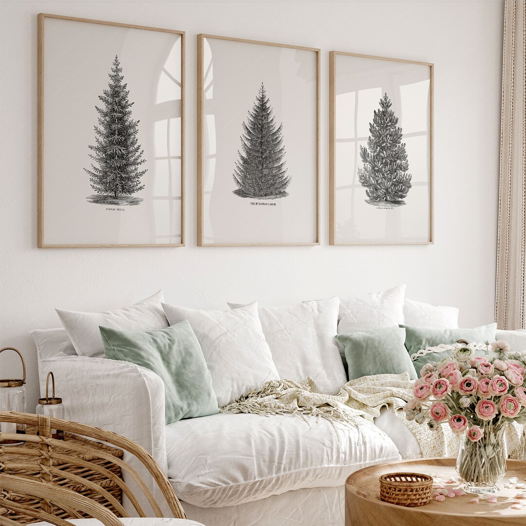 Set of 3 Forest Print, Norway Spruce Tree, Christmas Wall Decor ...