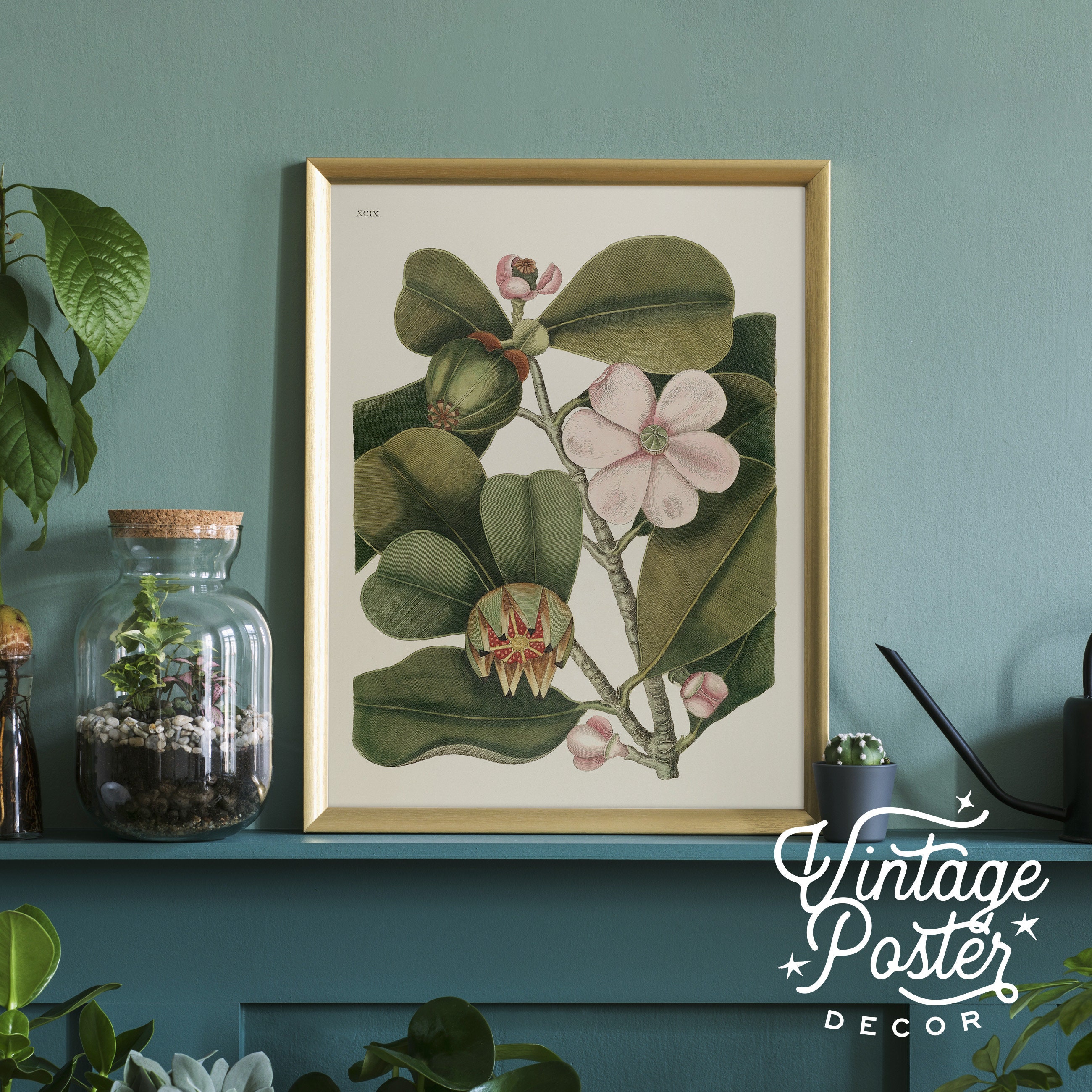 Flower Wall Art Leaf Plants Print Vintage Plant Green | Etsy