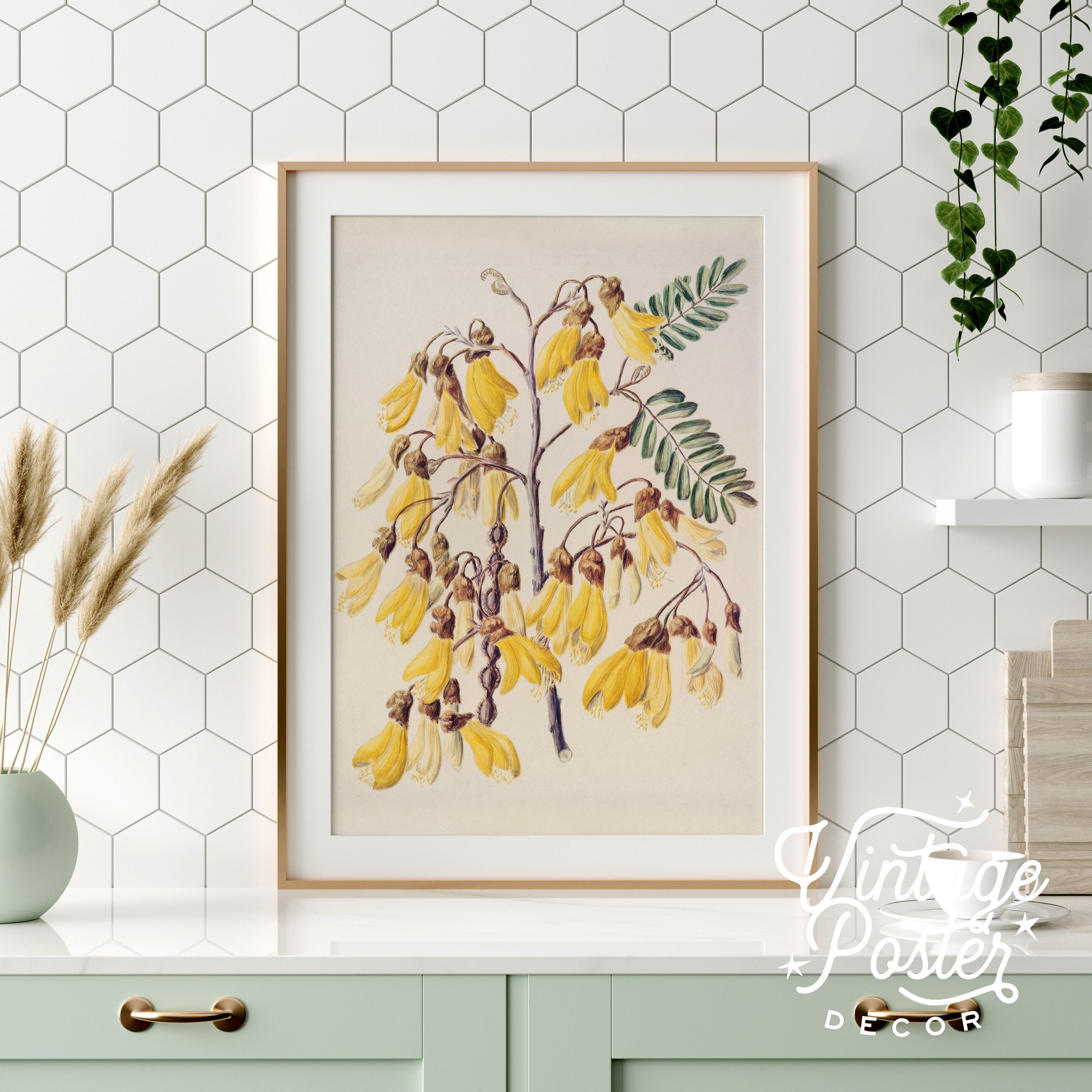 Floral Art Print Botanical Flower Yellow Flower Drawing - Etsy
