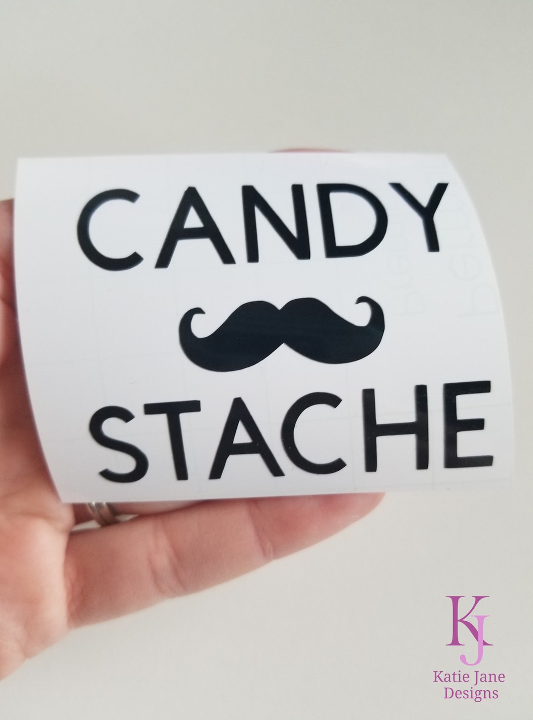 Custom Candy Stache Canister Decals | Permanent Vinyl Decals - Etsy