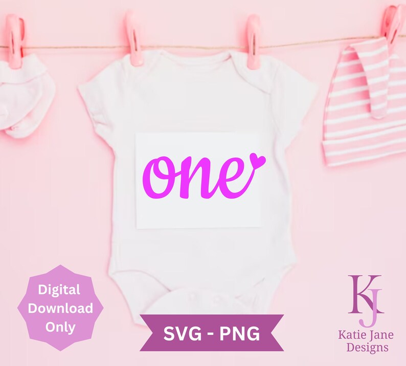 One Heart SVG First Birthday SVG Onesie Cricut Silhouette Cut Files Svg ...