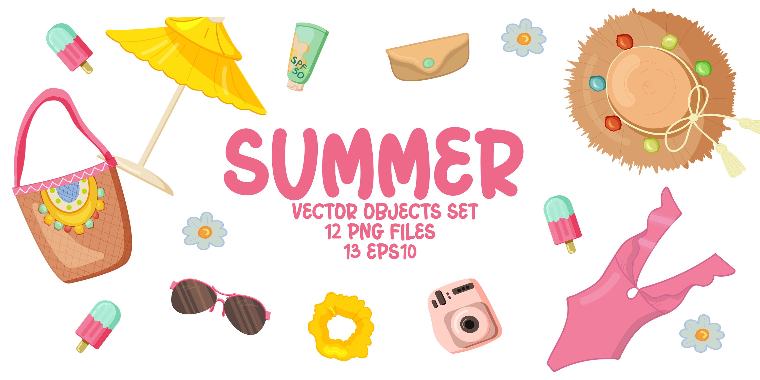Summer and Beach Clipart Set | Etsy