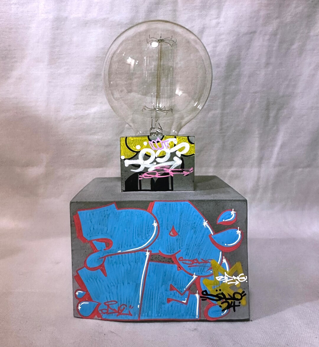 Lamp / Concrete / Graffiti / Graffiti Art / Custom Gift / Custom Lamp ...