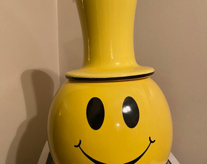 Vintage Yellow Smiley Face Cookie Jar / Vintage Cookie Jar / Smiley ...