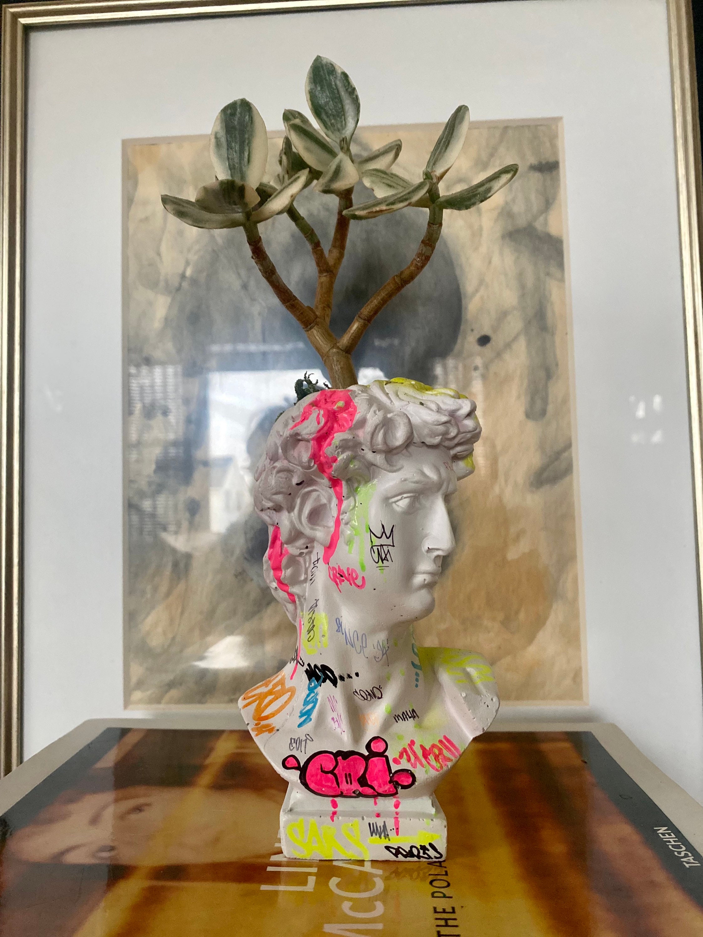 Statue of David / Head Planter / Graffiti Planter / Pop Art / | Etsy