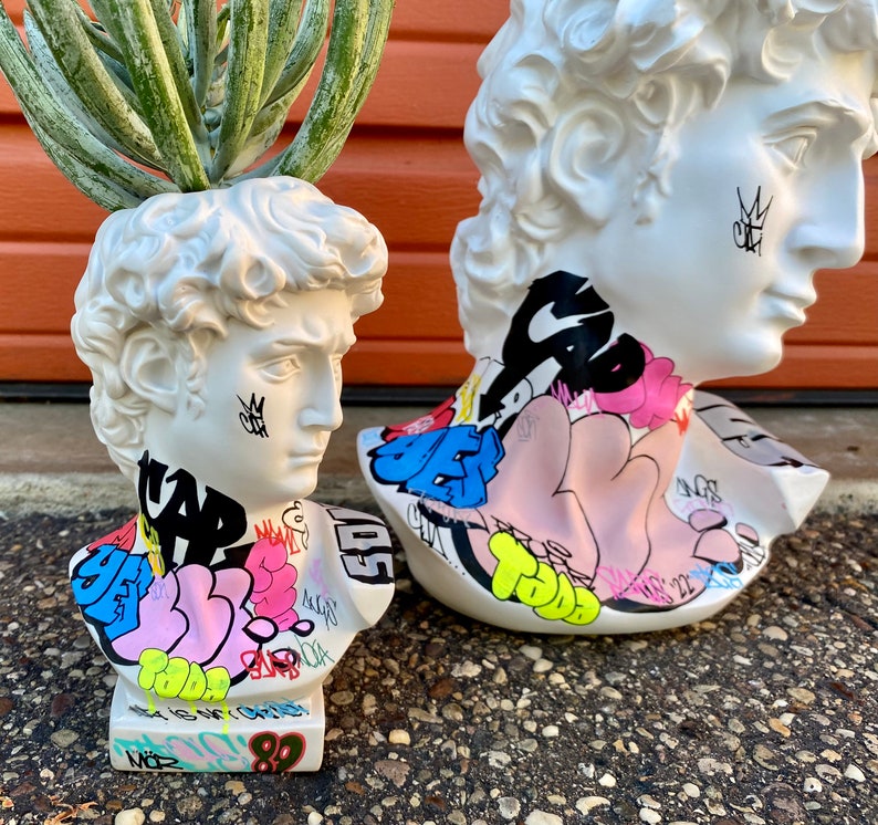 Graffiti Planter / Custom Art / Greek Statue / Statue of David - Etsy