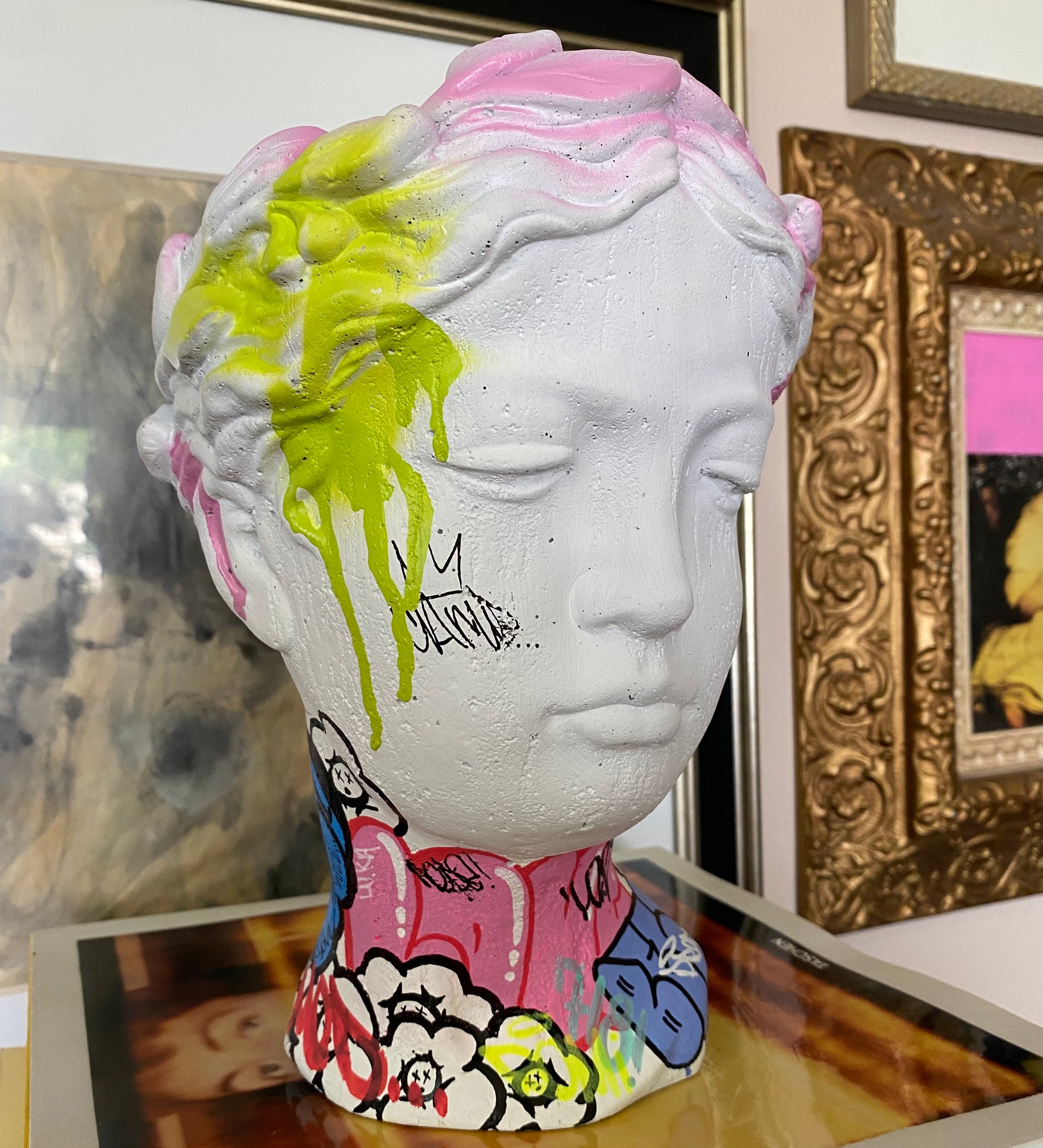 Graffiti Vase / Greek Bust / Female Head Planter / Female - Etsy