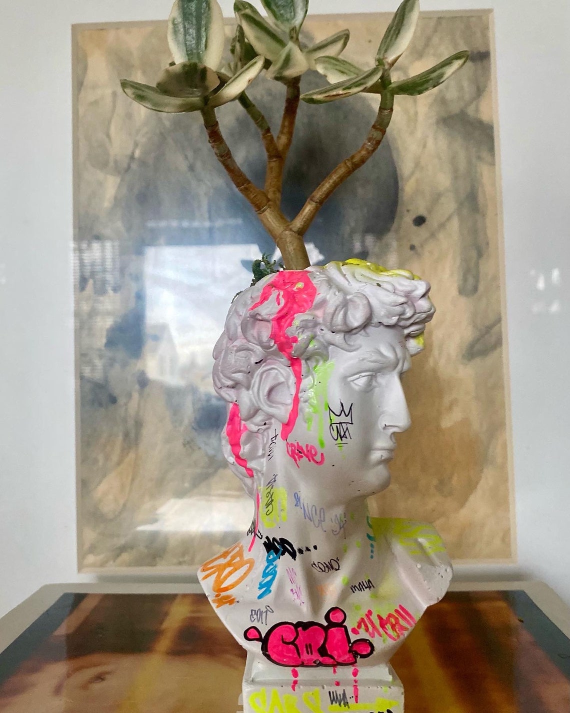 Statue of David / Head Planter / Graffiti Planter / Pop Art / | Etsy