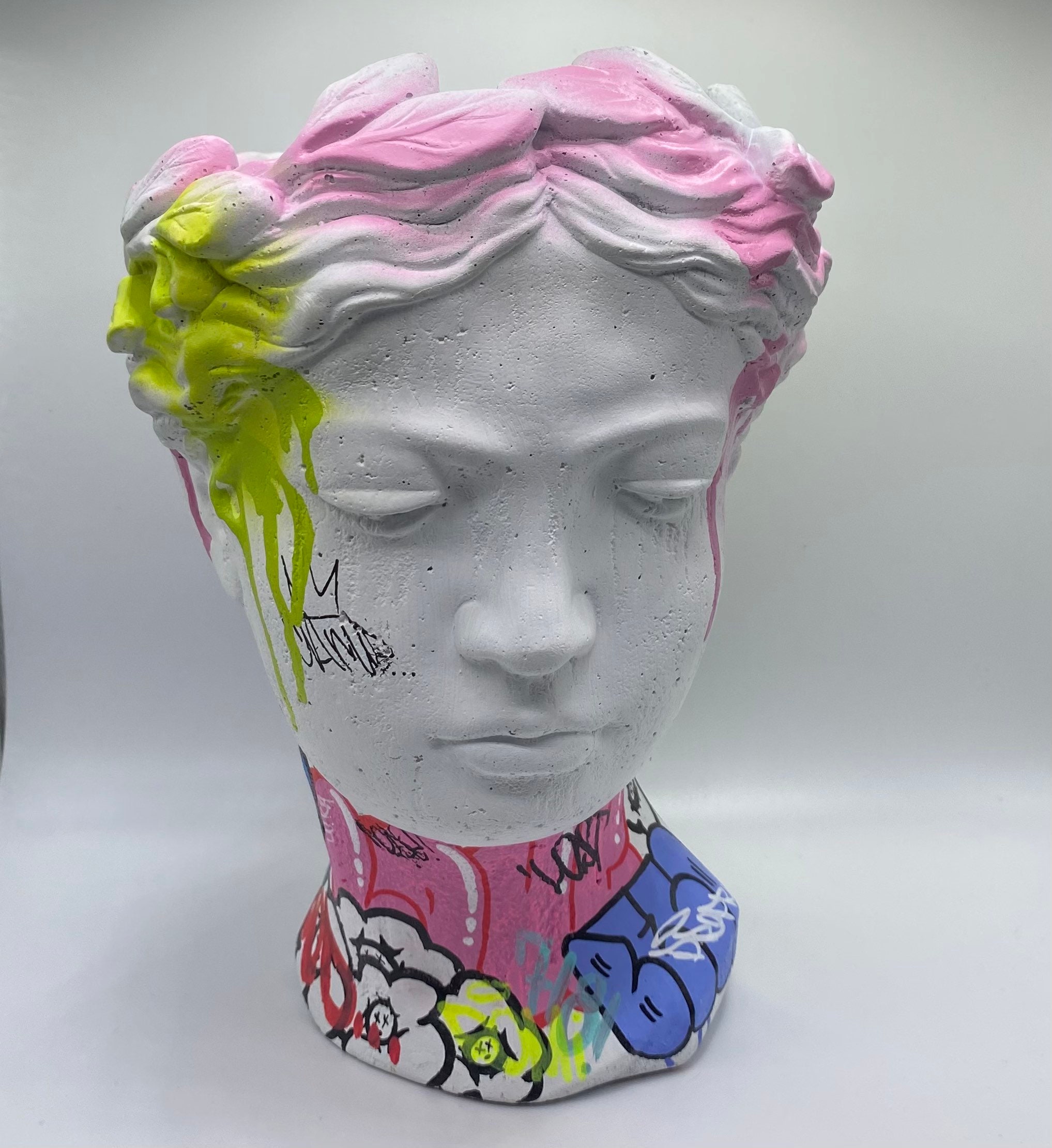Graffiti Vase / Greek Bust / Female Head Planter / Female - Etsy