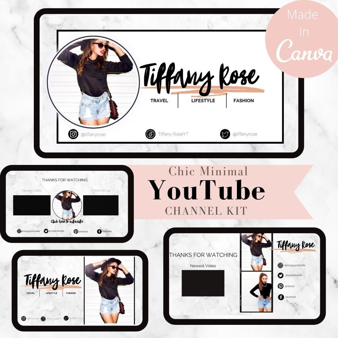 Youtube Channel Branding Kit: Editable Canva Template - Chic Minimal ...