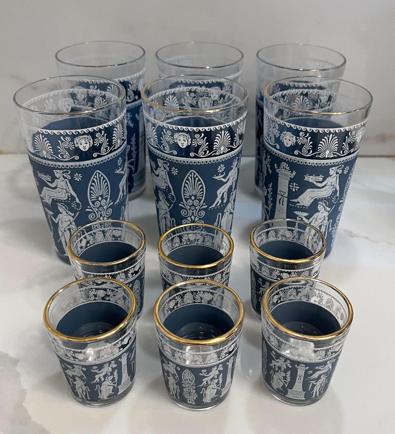 1960s Vintage Wedgewood Jeanette Glasses & Shot Glasses, Jasperware ...