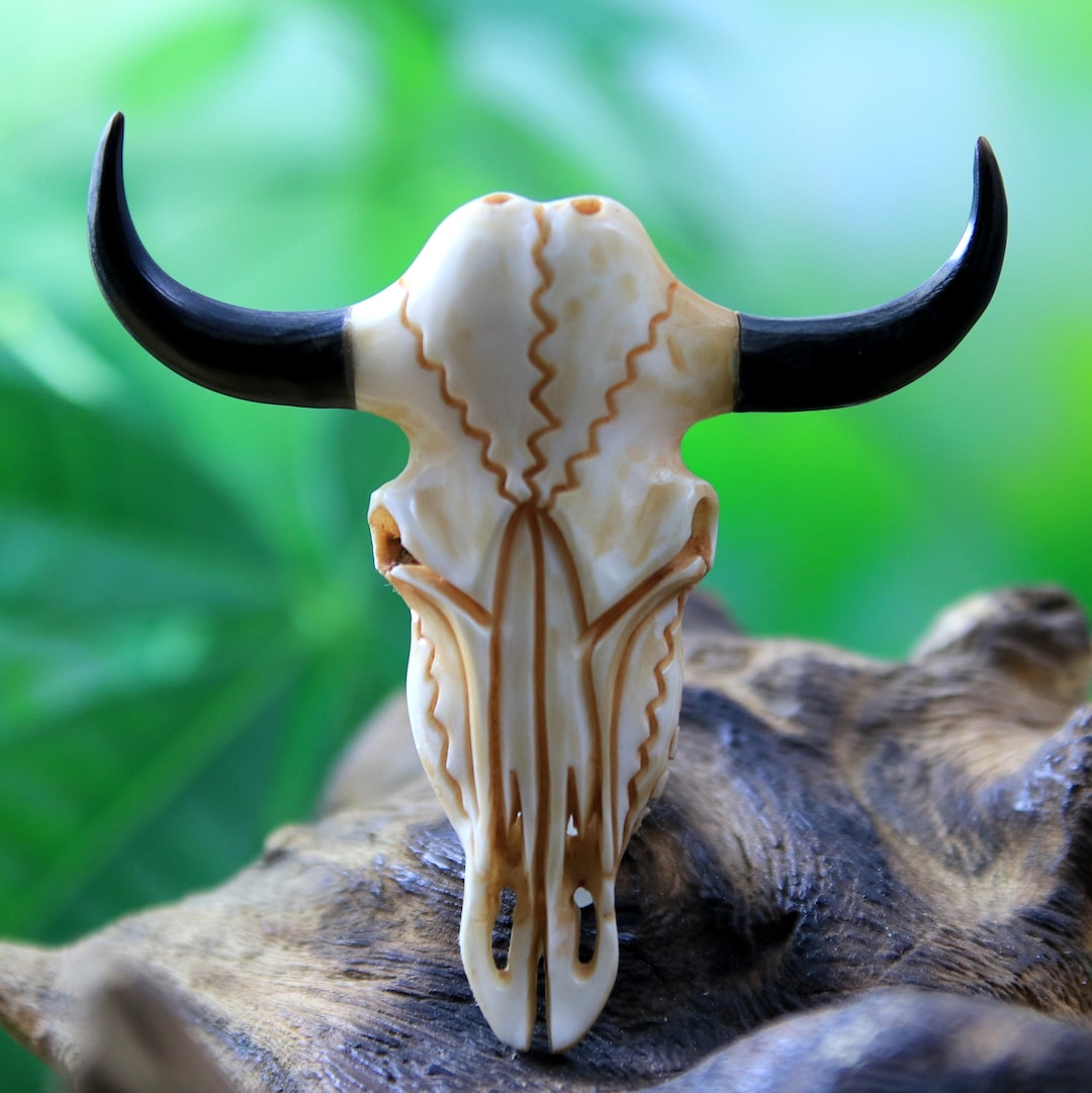Hand Carved Bone Extra Large Steer Skull Cabochon Top Drilled Bison ...
