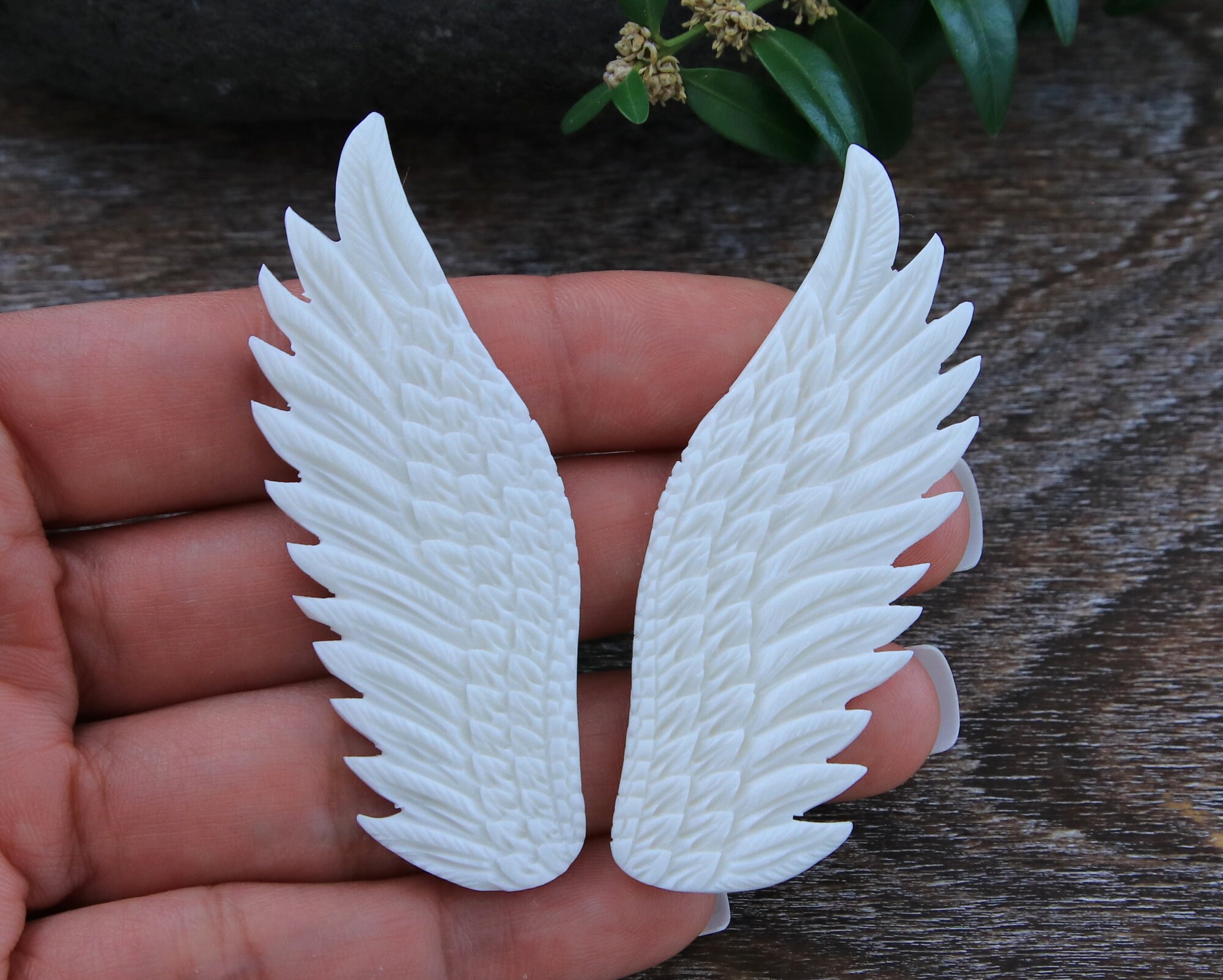 Reversible Angel Wings Pair Hand Carved Bone Cabochon DIY - Etsy