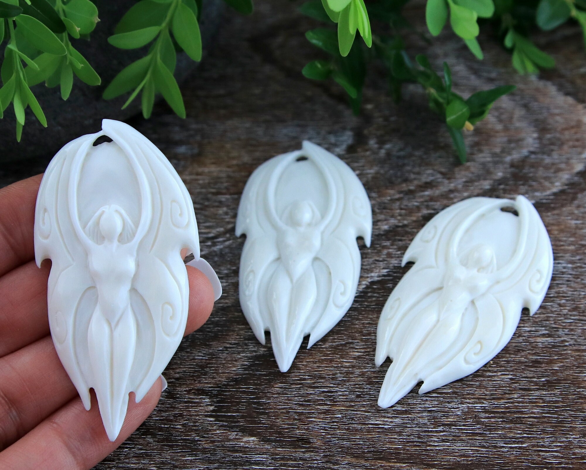 Hand Carved Bone Goddess Pendant Guardian Angel Carving - Etsy