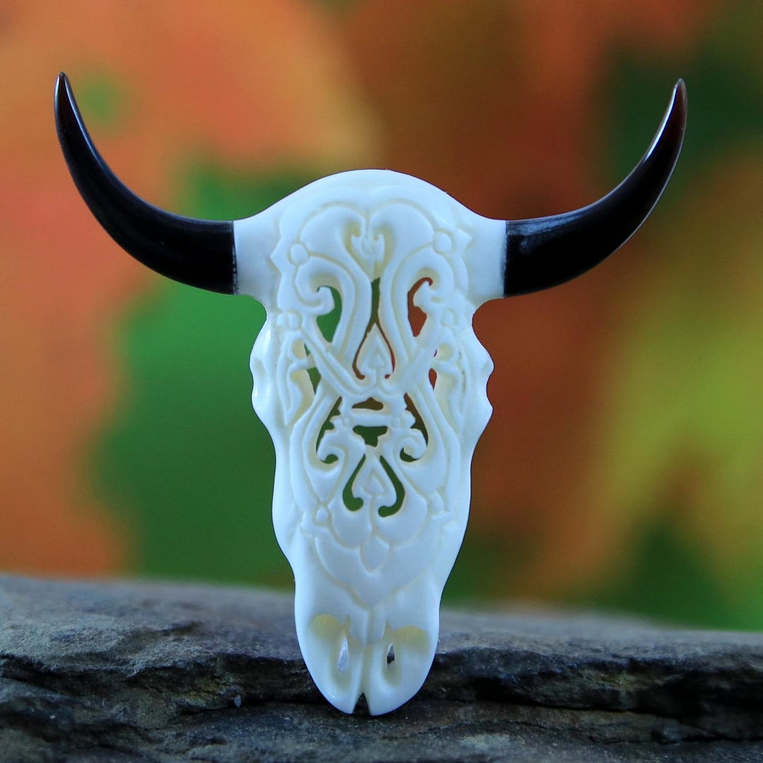 Hand Carved Bone Bison Head Steer Cabochon, Cow Skull Carvings - Etsy