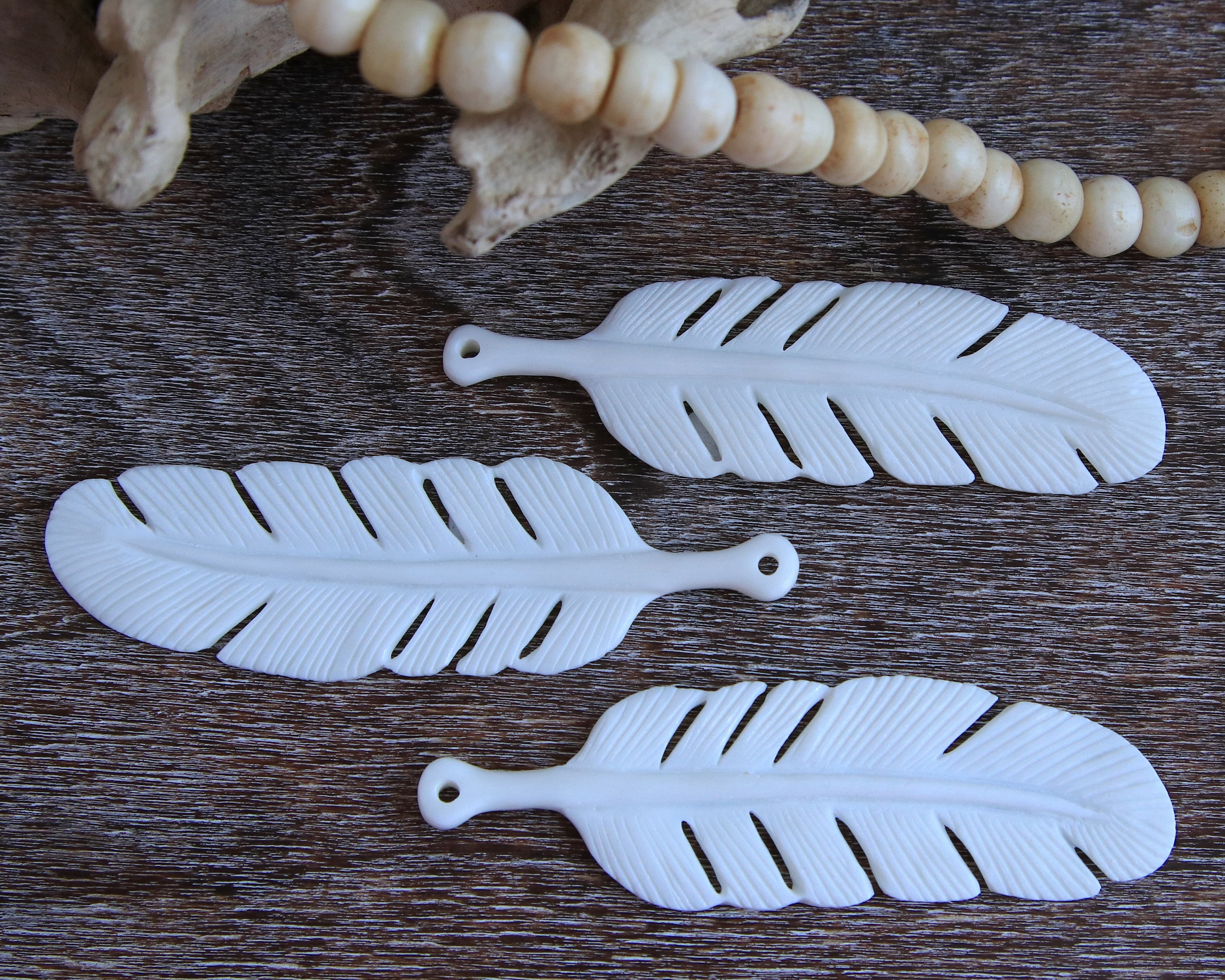 Feather Hand Carved Bone Focal Pendant, DIY Leather Necklace 1 Piece - Etsy