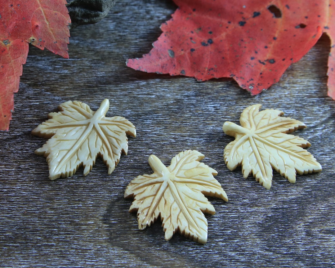 Hand Carved Maple Leaves Antique Look Bone Carving Autumn Jewelry - Etsy