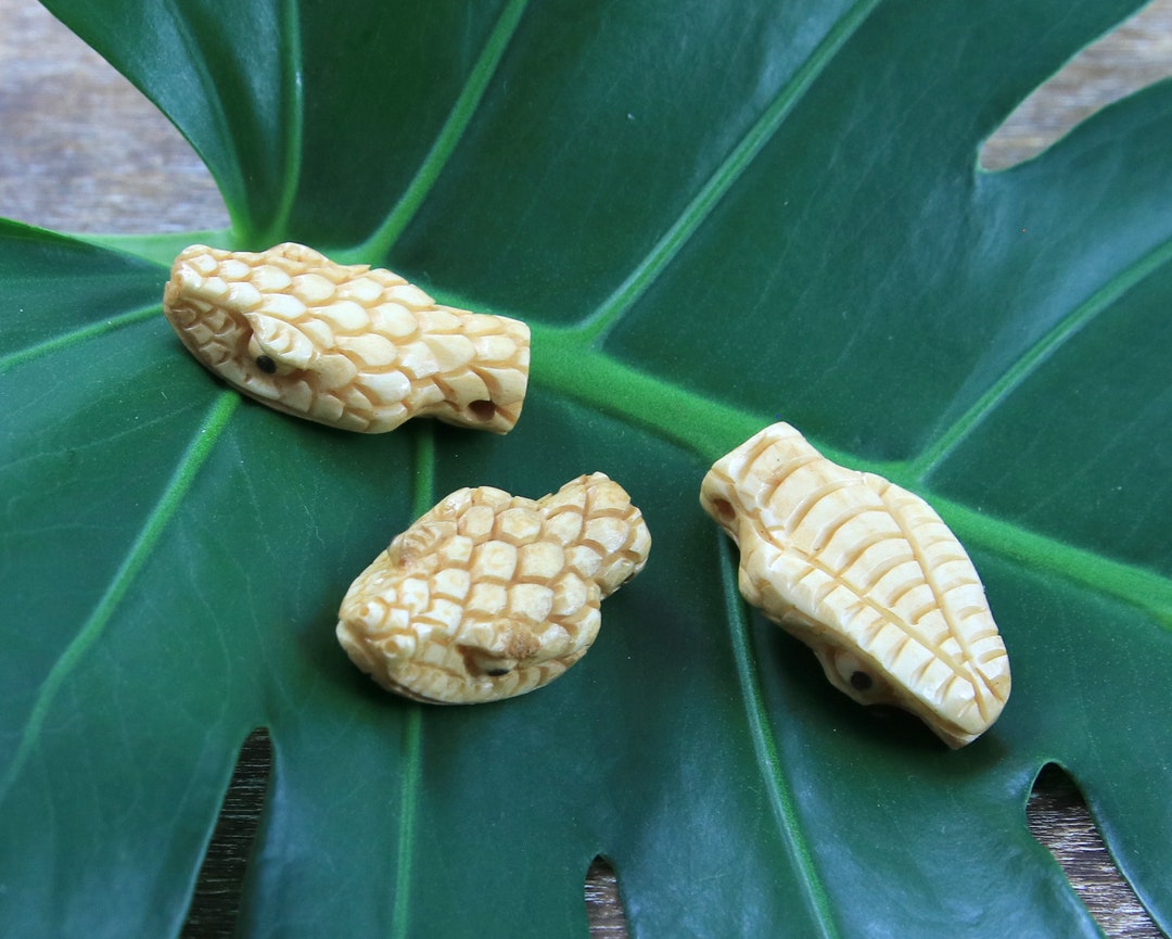 Snake Head Sculpture Hand Carved Bone Pendant Beads Antique Look - Etsy