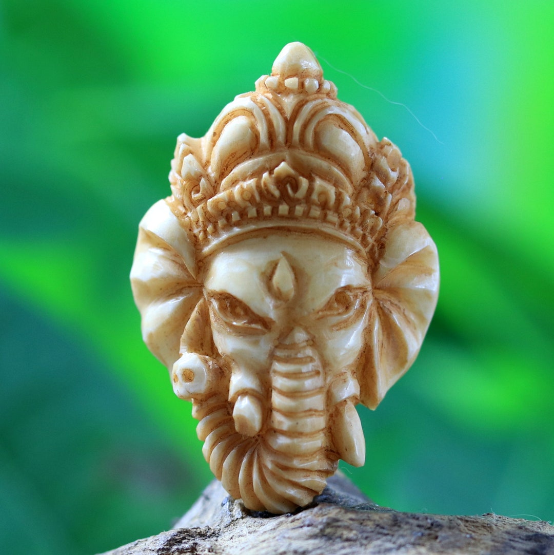 Lord Ganesha Cabochon Hand Carved Bone Pendant Hindu Deity - Etsy