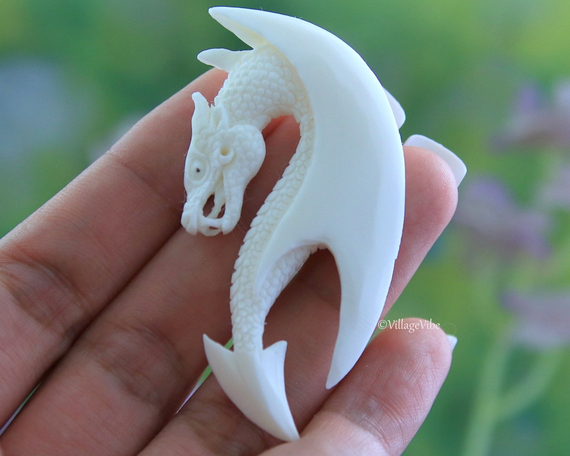 Asian Dragon Cabochon Bone Carving DIY Men Necklace - Etsy