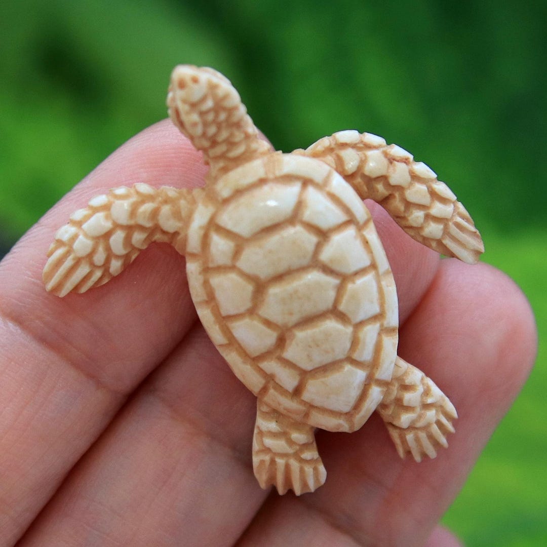 Carved Bone Sea Turtle Cabochon Animal Charm Sea Inspired Jewelry ...