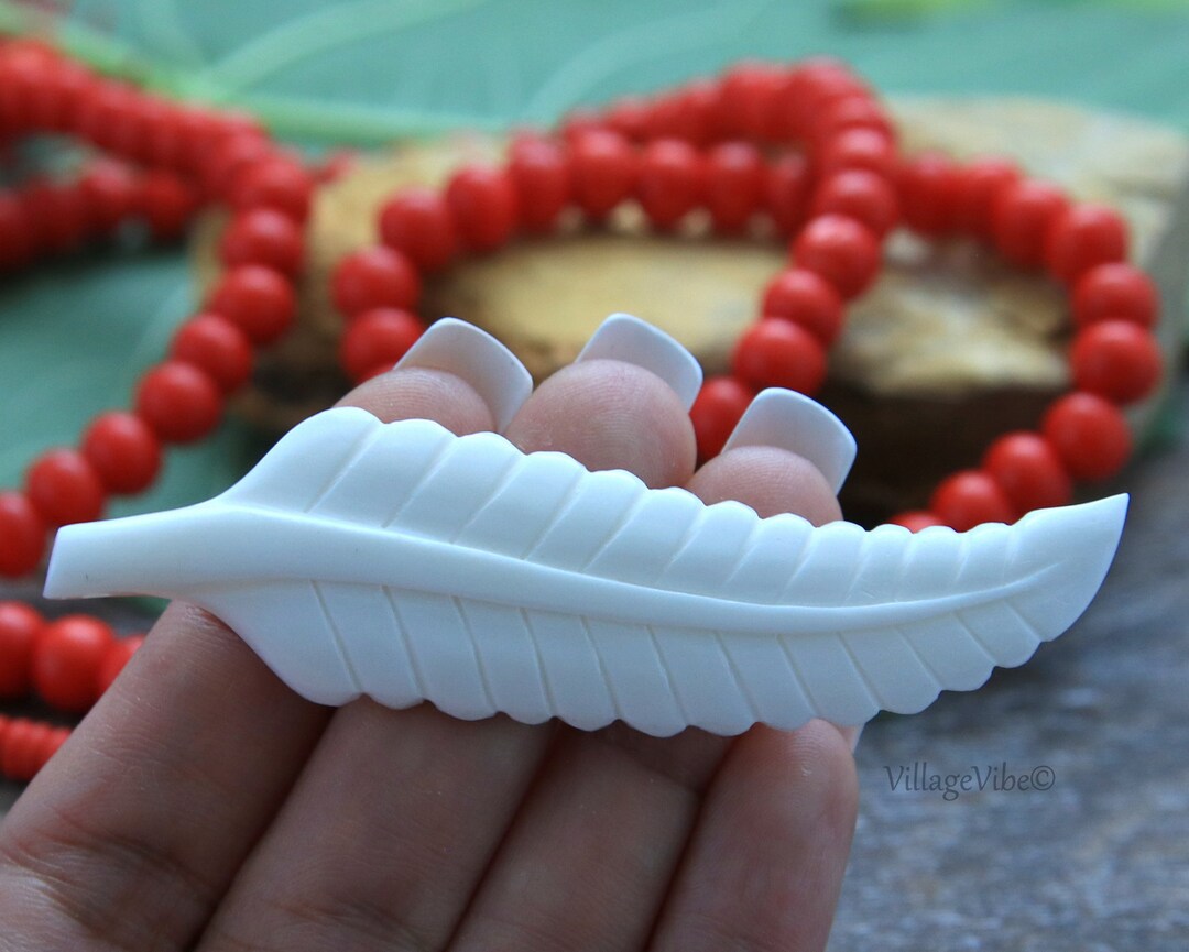 Hand Carved Bone Leaf Pendant Drilled - Etsy