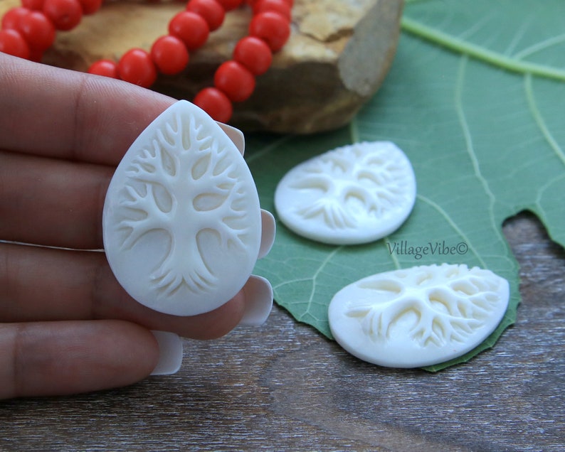 Hand Carved Bone Tree of Life Cabochon - Etsy