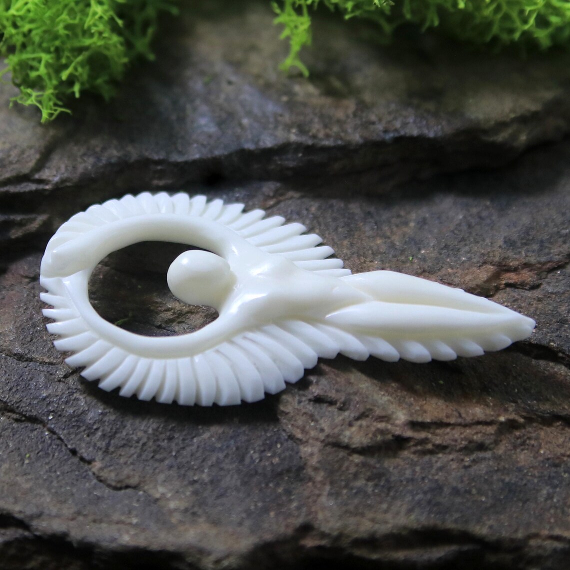 Hand Carved Bone Cabochon Angel Sculpture DIY Leather Cord Necklace ...