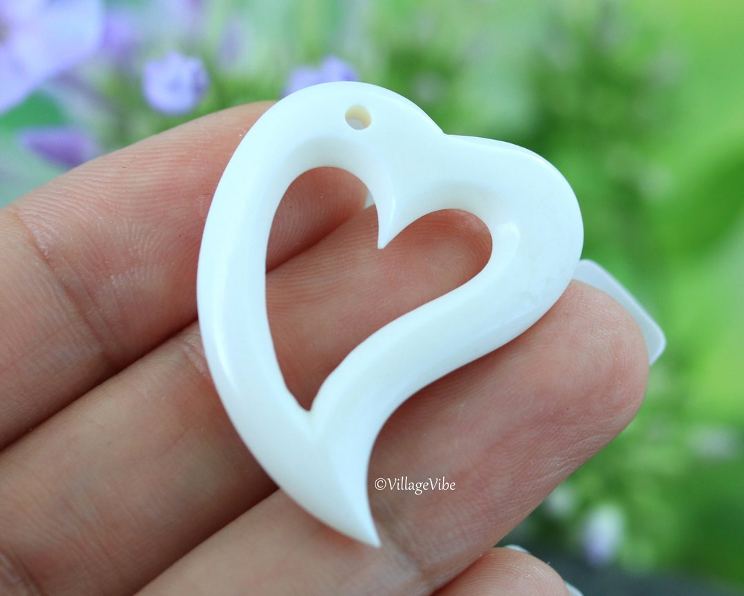 Heart Pendant Carved Bone Charm - Etsy