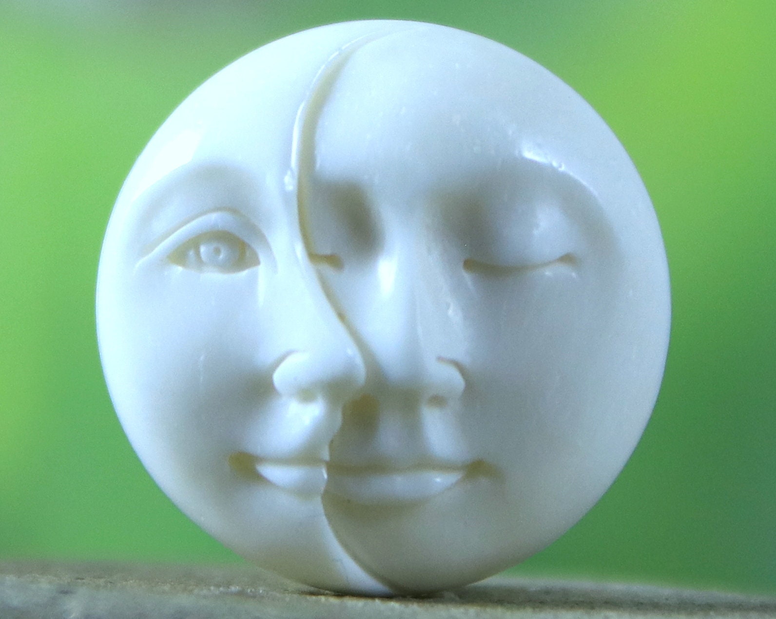 Face Cabochon Hand Carved Bone Moon Phase Flat Back Carving - Etsy