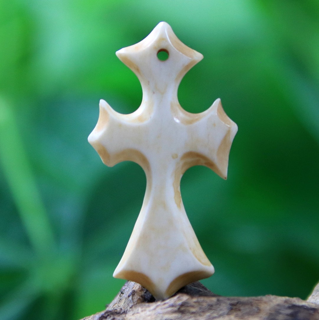 Hand Carved Bone Antique Look Cross Pendant Christian Jewelry - Etsy
