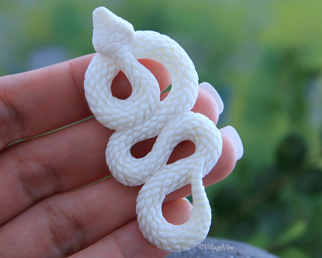 Hand Carved Bone Snake Pendant Realistic Sculpture - Etsy
