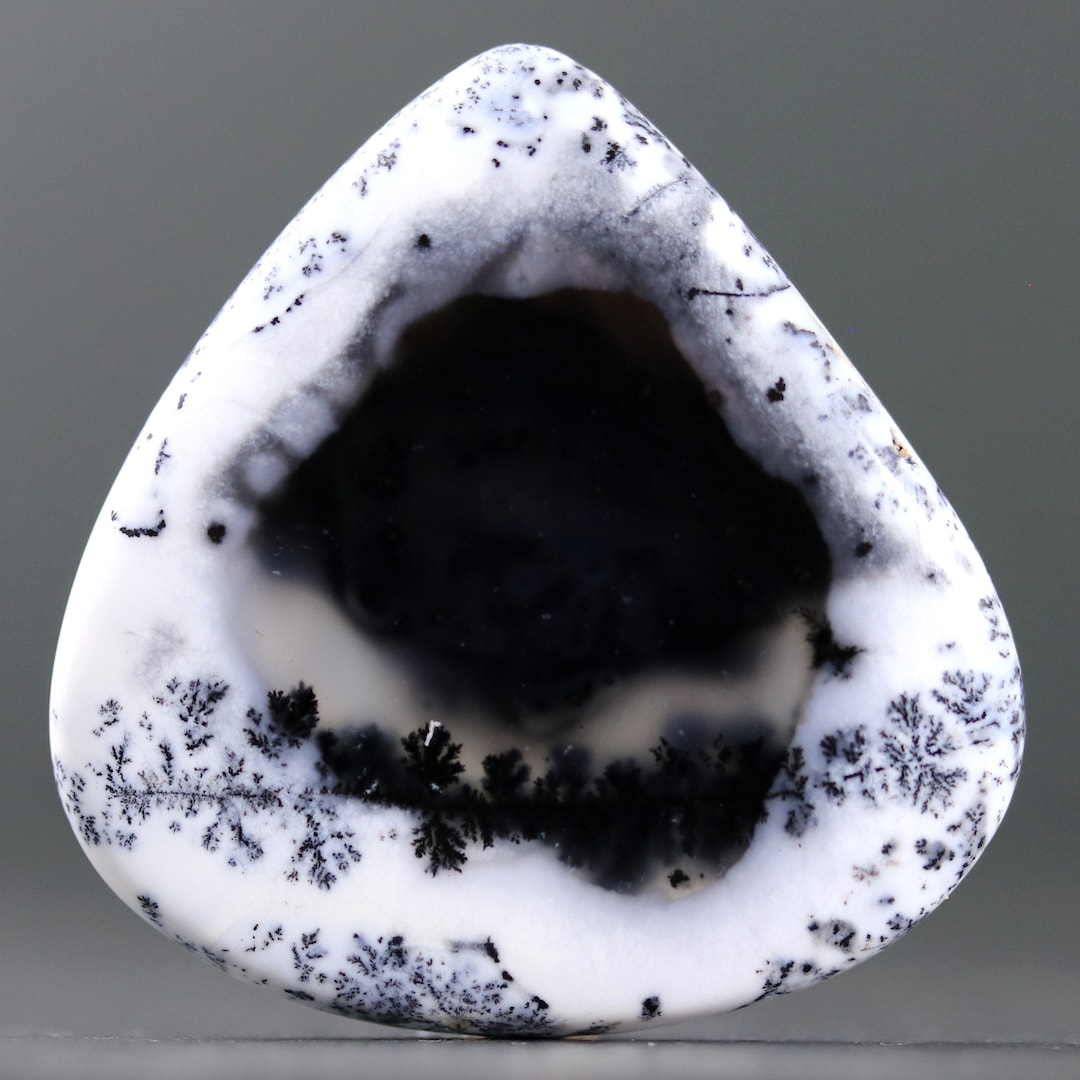 Dendritic Opal Cabochon Natural Stone Statement Pendant Setting, Black ...