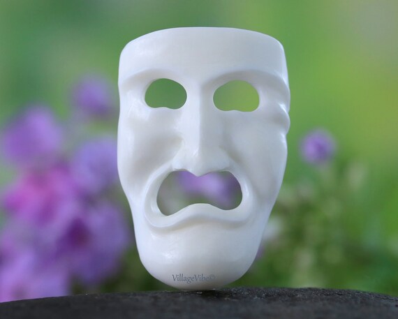 Comedy Tragedy Theater Mask Bone Carving Melpomene Sad Face - Etsy