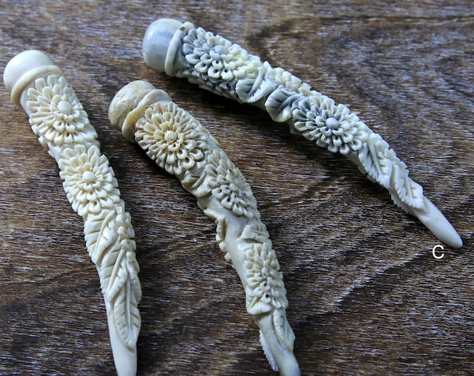 Real Deer Antler Carving Organic One of a Kind Jewelry Supply - Etsy