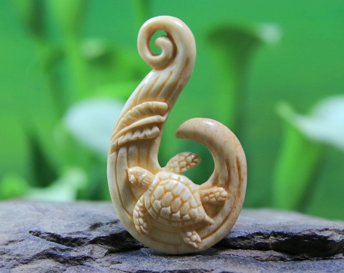 Antique Look Hand Carved Bone Turtle Pendant Manaia Fish Hook - Etsy