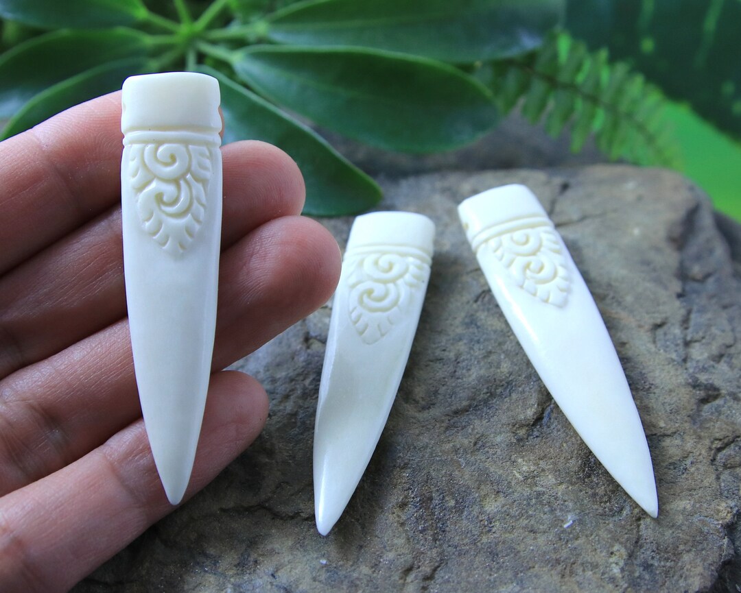 Hand Carved Bone Tusk Pendant Traditional Style Side Drilled - Etsy