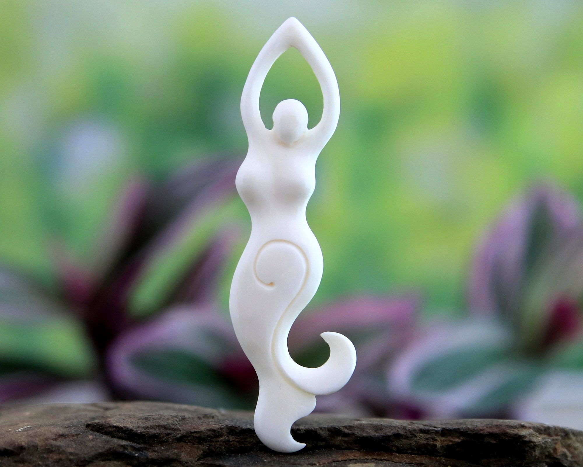 Carved Bone Goddess Pendant Necklace Centerpiece Gaia - Etsy