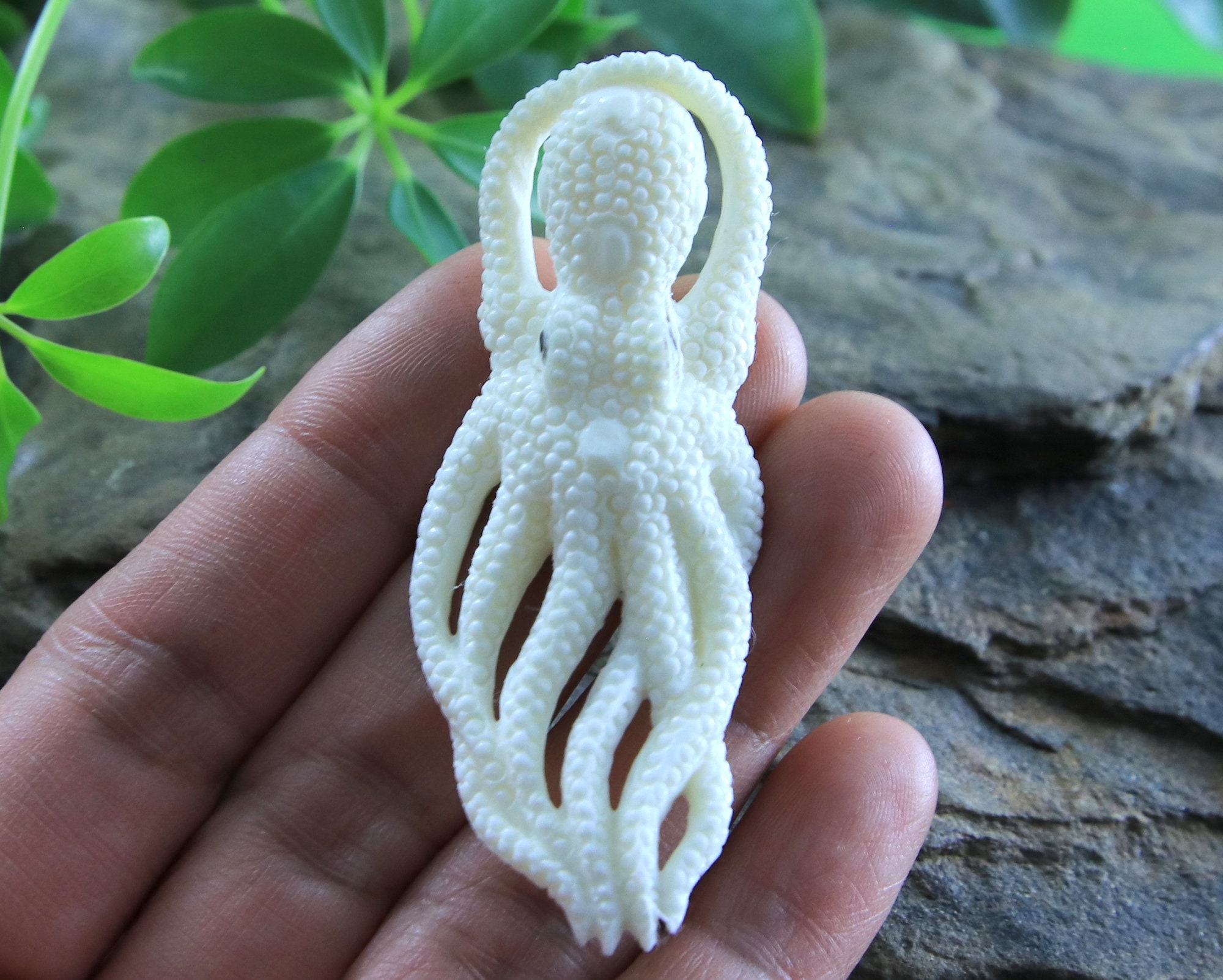 Hand Carved Bone Realistic Octopus Cabochon - Etsy