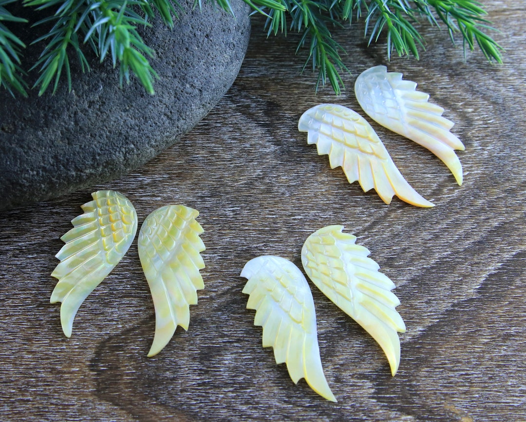 Hand Carved Mother of Pearl Angel Wings Set of 2 - Etsy